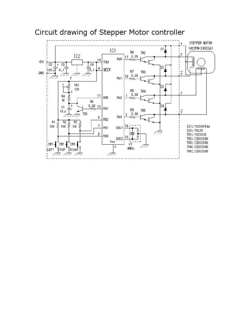 Circuit Drawing of Stepper Motor Controller | Transistor | Capacitor