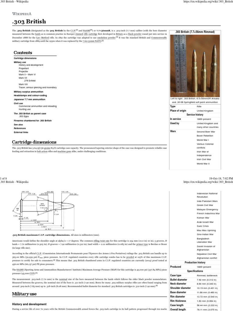 303 British | PDF | Cartridge (Firearms) | Bullet