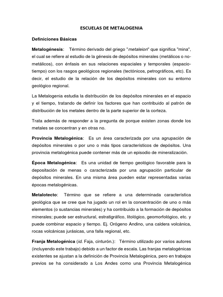 METALOGENIA | PDF | Minerales | Placas tectónicas