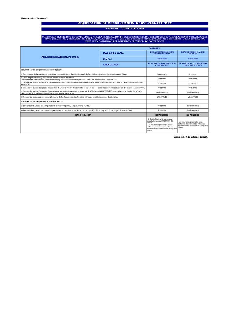 MC 51 2008 Cep MPC Cuadro Comparativo | PDF | Gobierno
