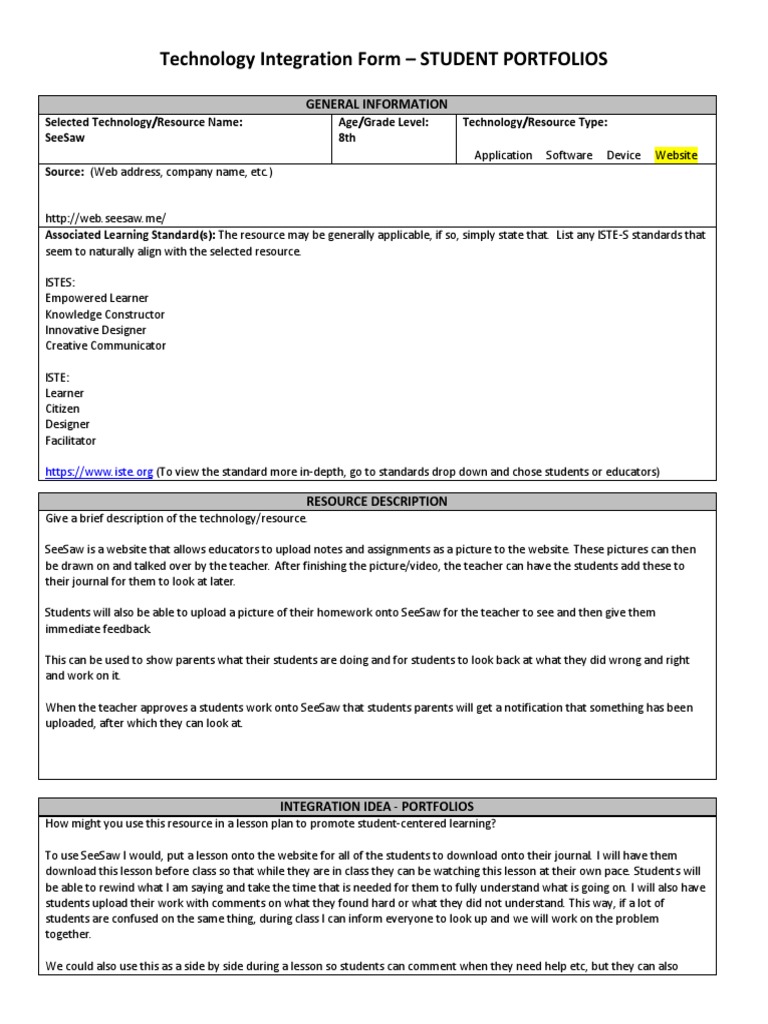 Technology Integration-Portfolio | PDF | Teachers | Behavior Modification
