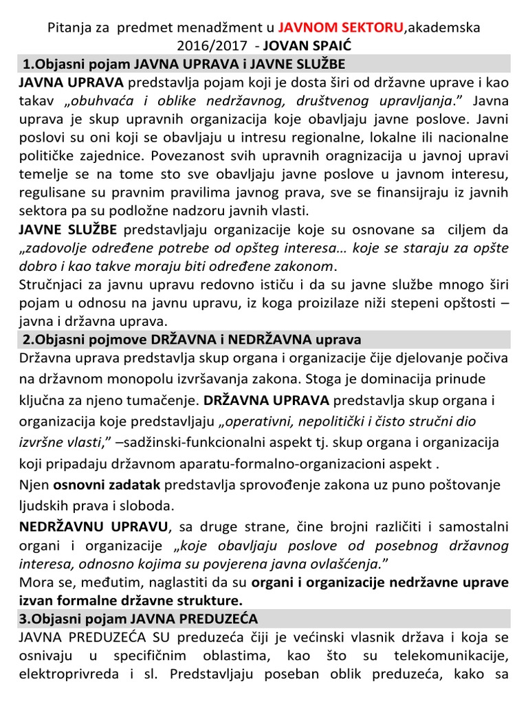 I Kolokvijum Menadzment U Javnom Sektoru Jovan Spajic | PDF