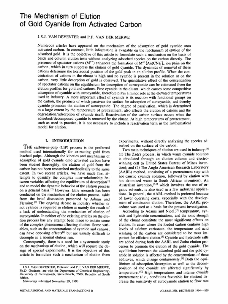 The Mechanism of Elution of Gold Cyanide from Activated Carbon ...