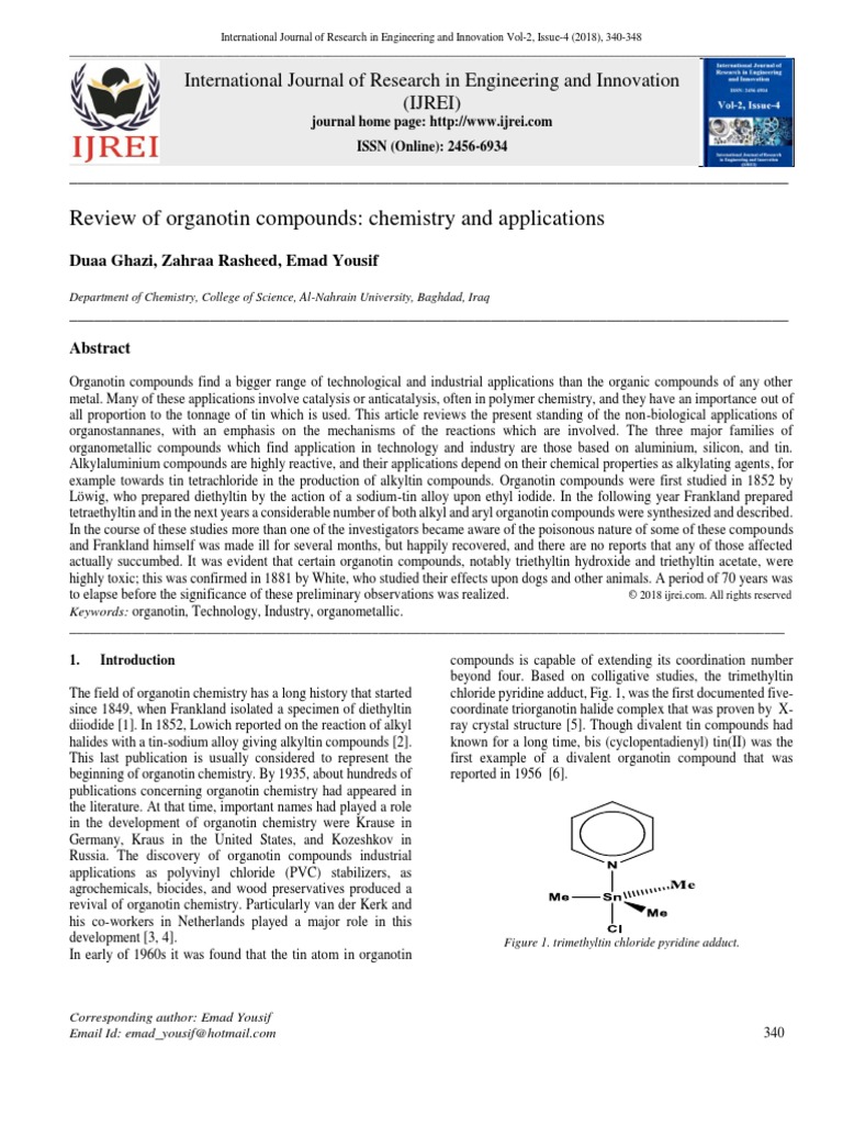 Review of Organotin Compounds - Chemistry and Application | PDF | Tin ...