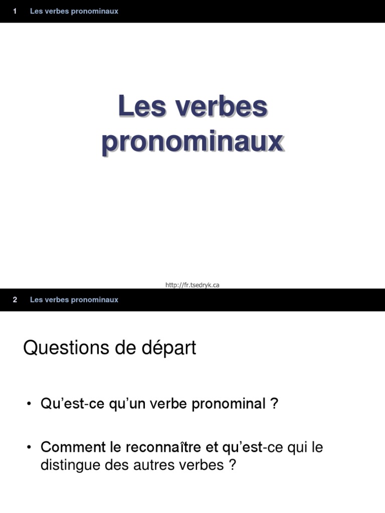 1 Les Verbes Pronominaux PDF | PDF | Verbe | Sujet (Grammaire)