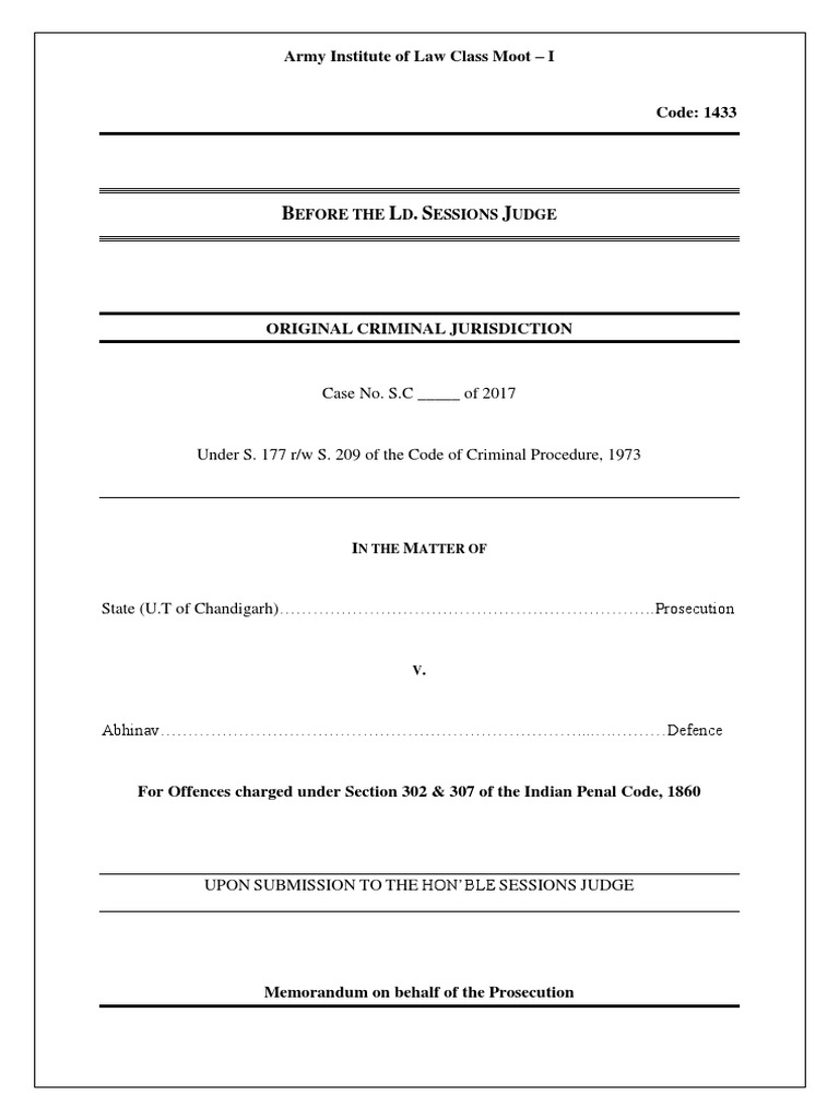 Moot Sample | PDF | Murder | Mens Rea