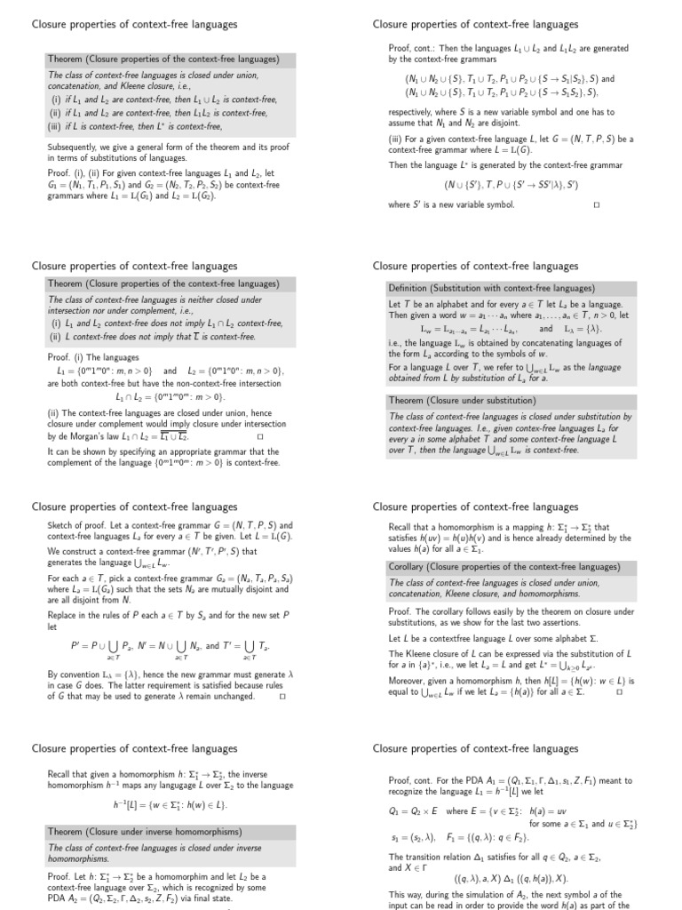 Closure Properties | PDF | Languages | Language Arts & Discipline
