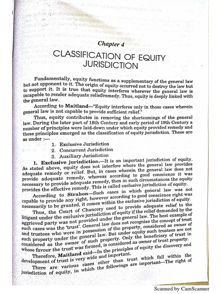 Classification of Equity Jurisdiction | PDF
