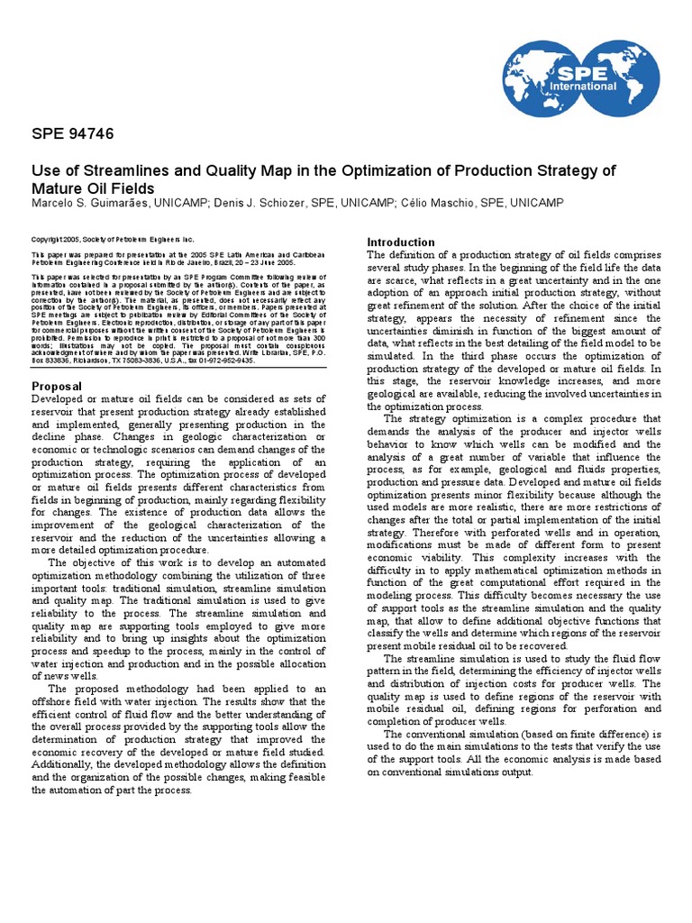 Use of Streamlines and Quality Map in The Optimization of Production ...