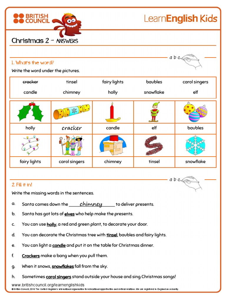 Worksheets Christmas 2 Answers PDF | PDF | Christmas | Santa Claus