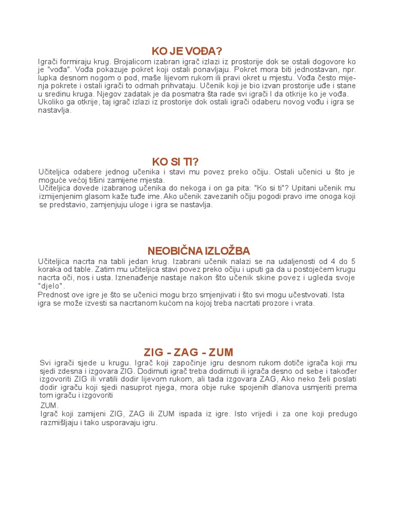 Igre Za Prvi Razred | PDF