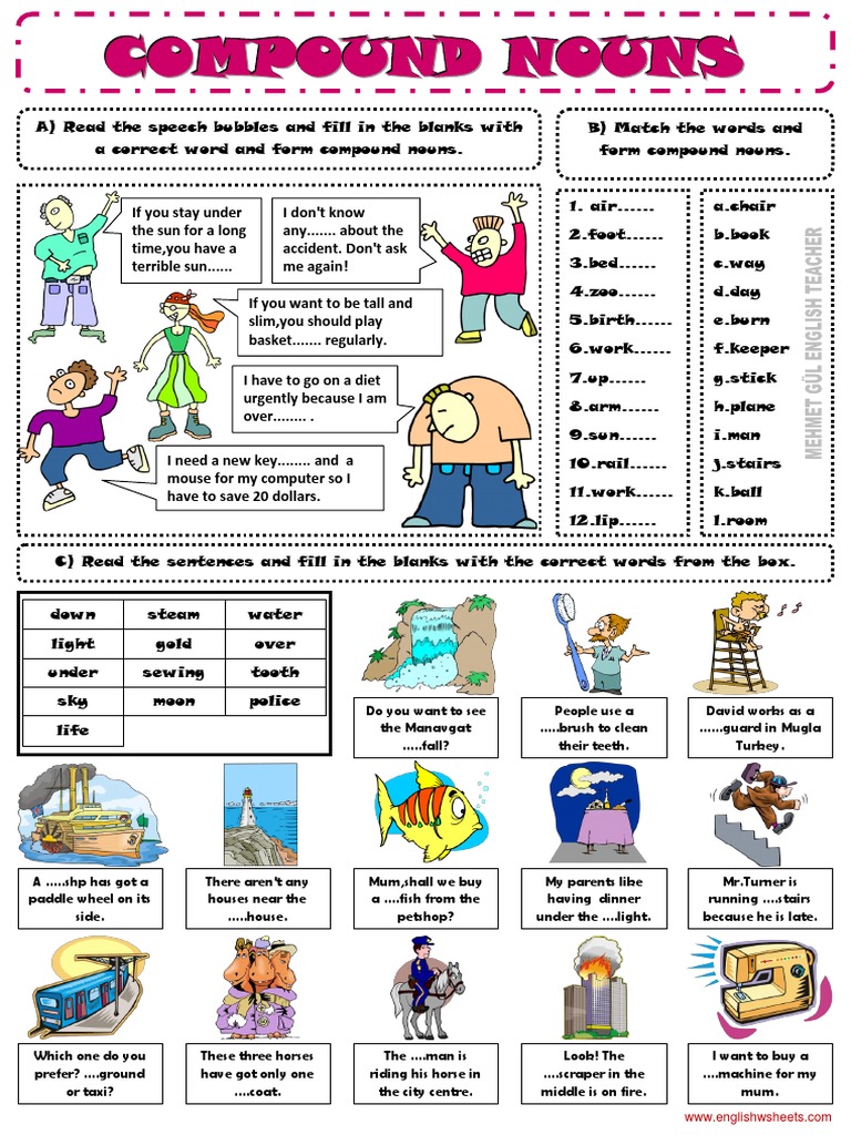 Compound Nouns Worksheet with Answers | PDF | Linguistic Morphology ...