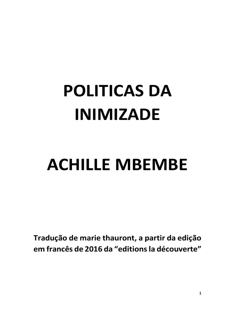 001 Politicas Da Inimizade Segunda Revisão | PDF | Humano | Estado