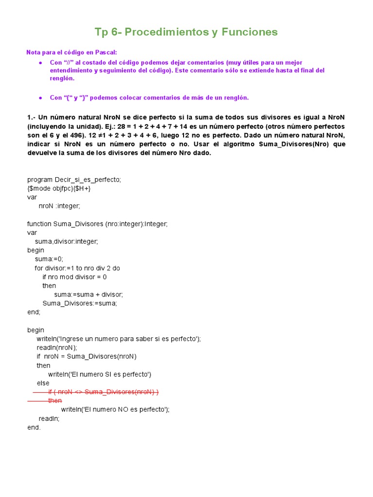 2016 TP 6 - Procedimientos y Funciones | PDF | Número primo | Algoritmos