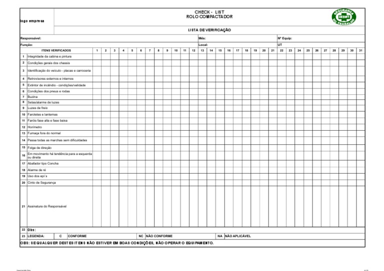 Check List Rolo Compactador REV 1
