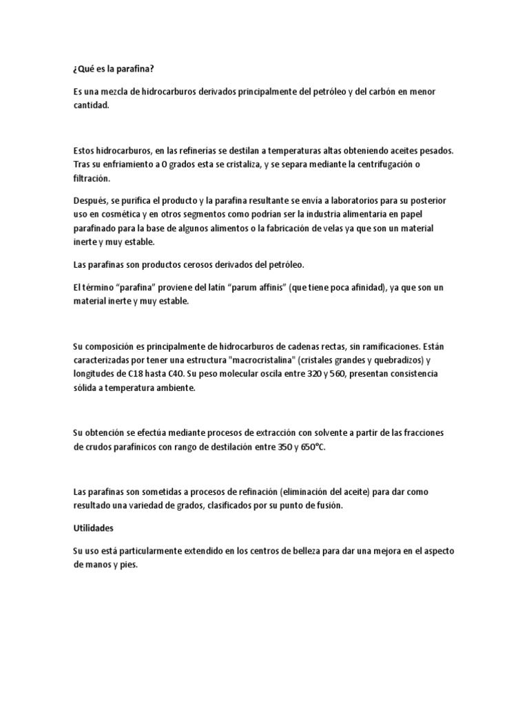 Qué Es La Parafina | PDF | Ciencias fisicas | Sustancias químicas