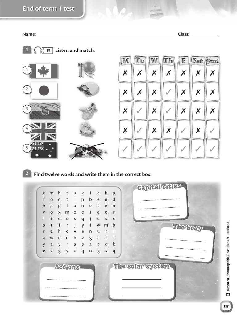 Wonder 4 End of Term 1 Test | PDF | Planets | Outer Space