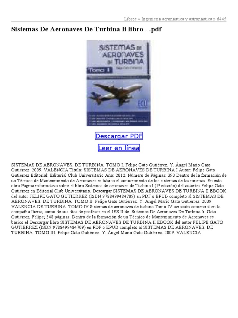 Sistemas de aeronaves de turbina II: Descripción detallada de los sistemas de aeronaves ...