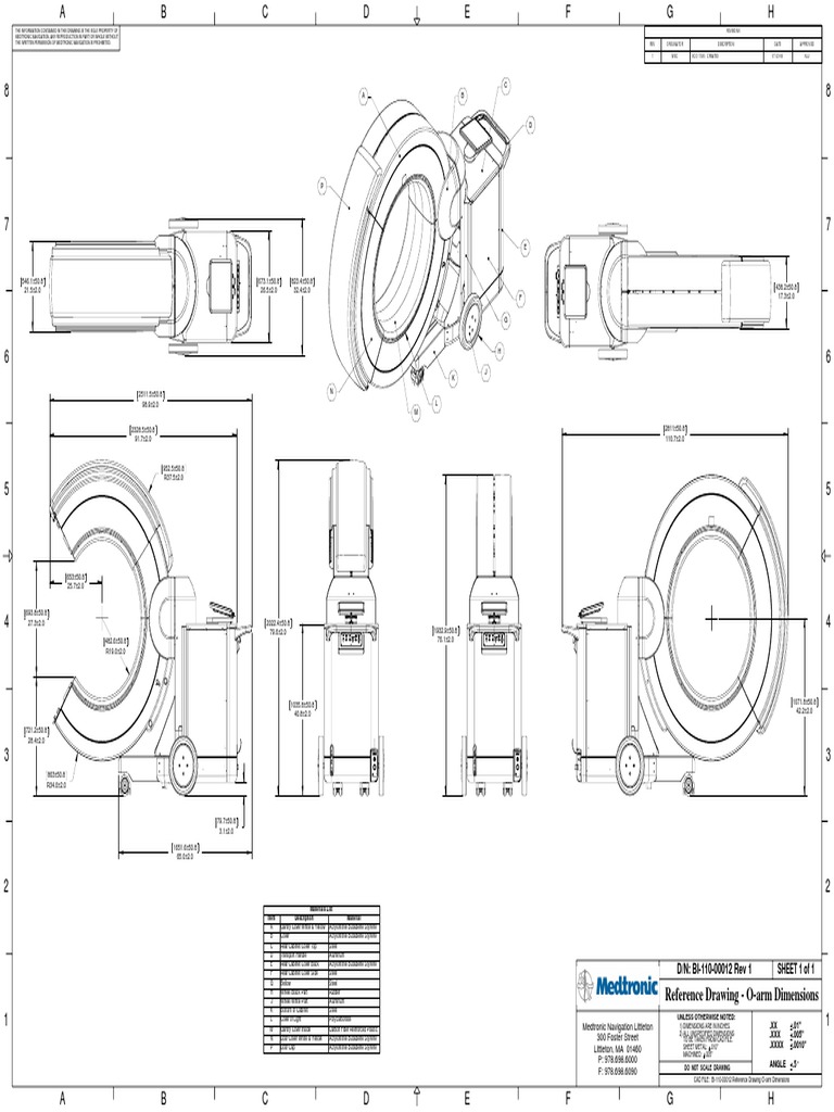 Reference Drawing - O-Arm Dimensions: D/N: BI-110-00012 Rev 1 | PDF ...