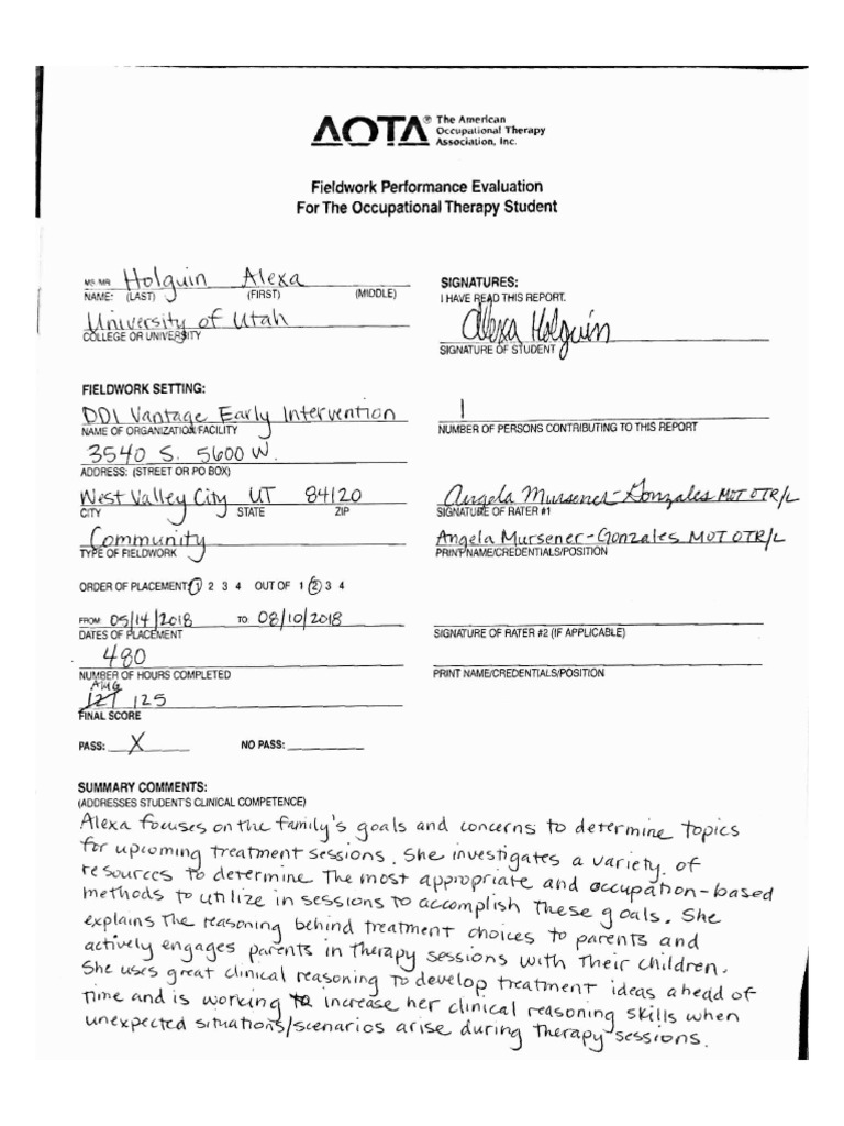 Fieldwork Performance Evaluation | PDF