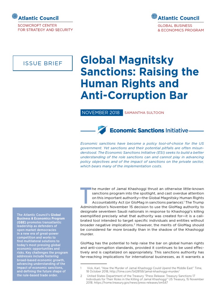 Global Magnitsky Sanctions: Raising The Human Rights and Anti ...
