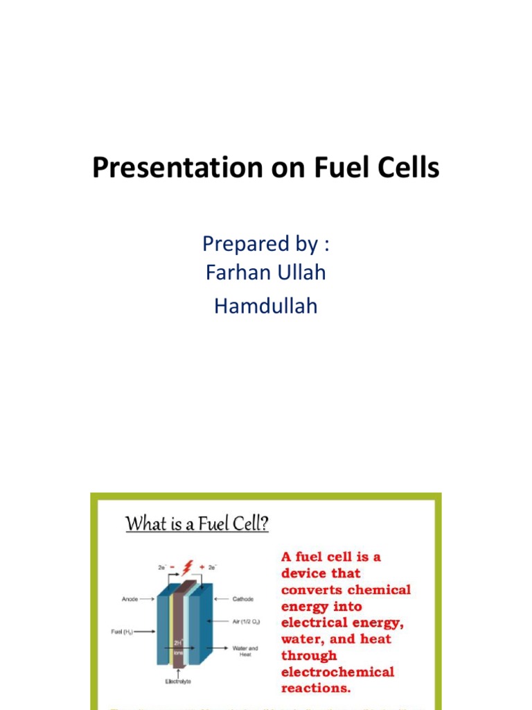 Presentation On Fuel Cells | PDF