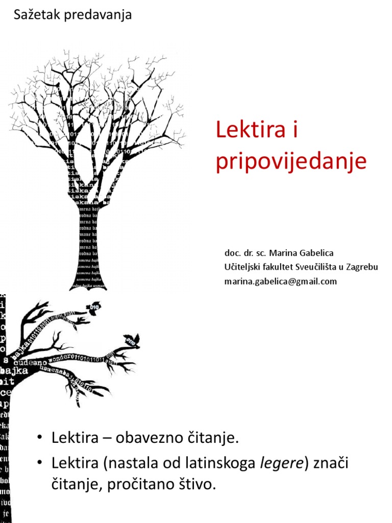 Kreativni Pristup Lektiri Materijali S Predavanja - Gabelica | PDF
