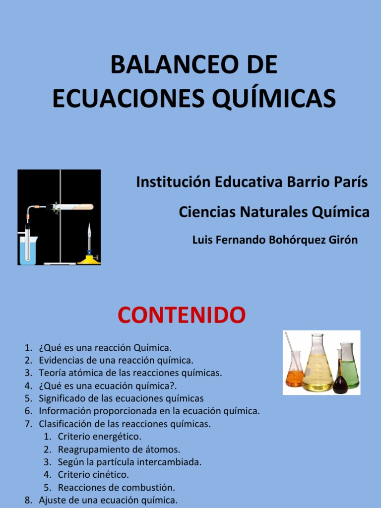 Balanceo de Ecuaciones Químicas | PDF | Redox | Reacciones químicas