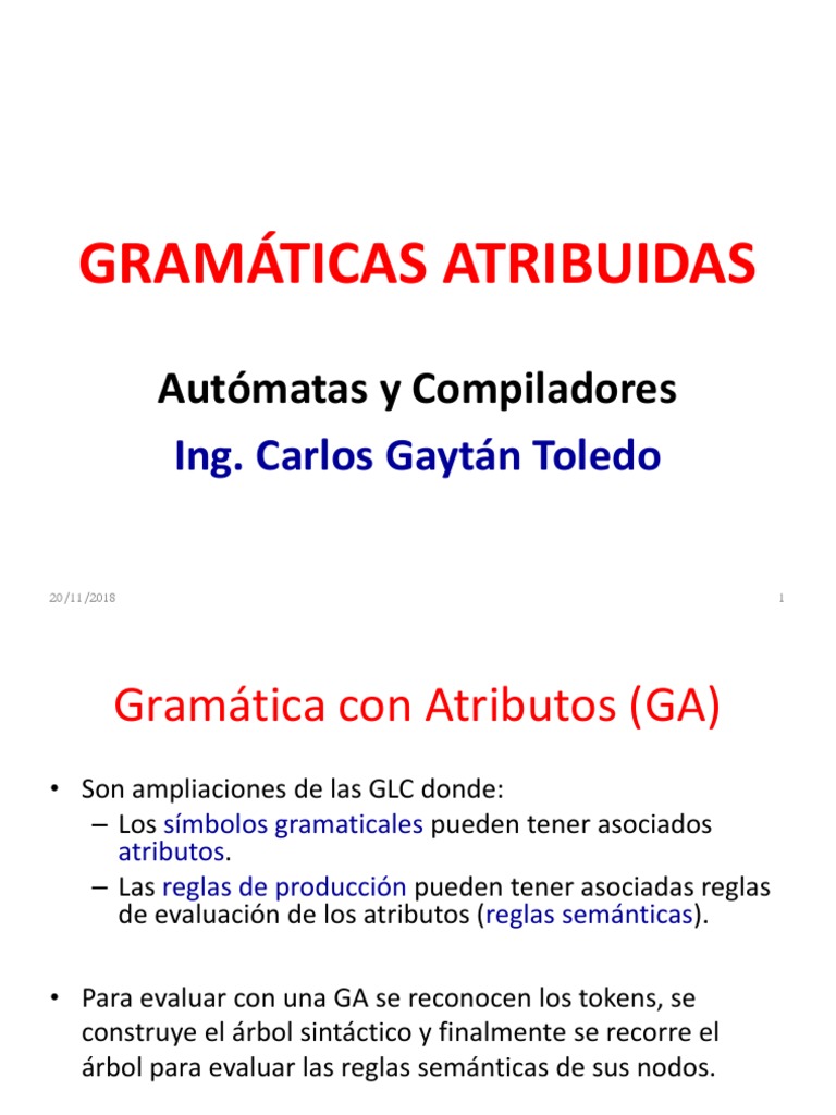 Gramáticas Atribuidas: Autómatas y Compiladores | PDF | Lenguaje de ...
