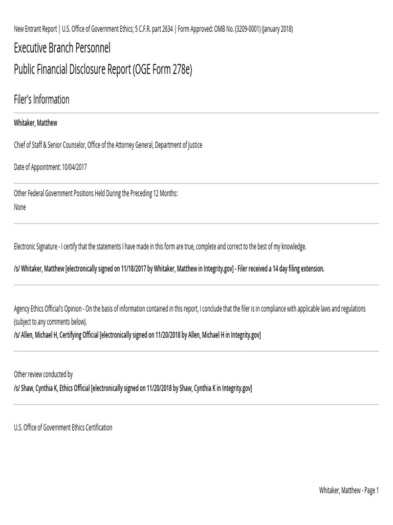 Whitaker New Entrant Form 278 Certified | Pension | Employment