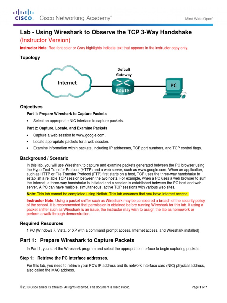 7218 Lab Using Wireshark To Observe The Tcp 3 Way Handshake Ilm Pdf Transmission 