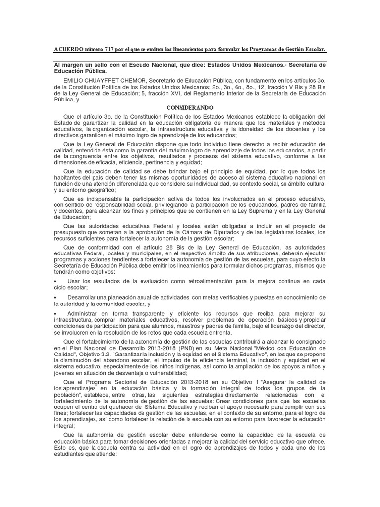 Acuerdo 717 | PDF | Educación primaria | Evaluación