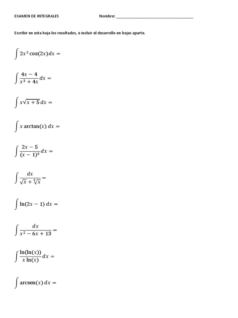 Examen de Integrales | PDF