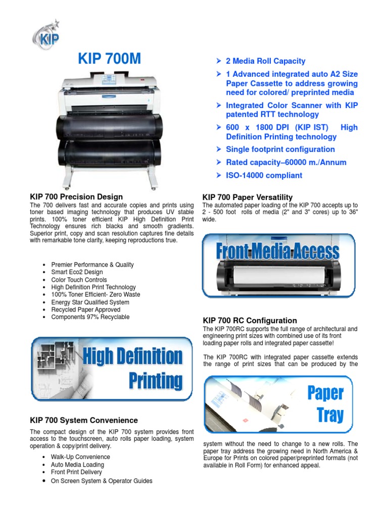 KIP 700M: KIP 700 Precision Design KIP 700 Paper Versatility | PDF | Image Scanner | Printer ...