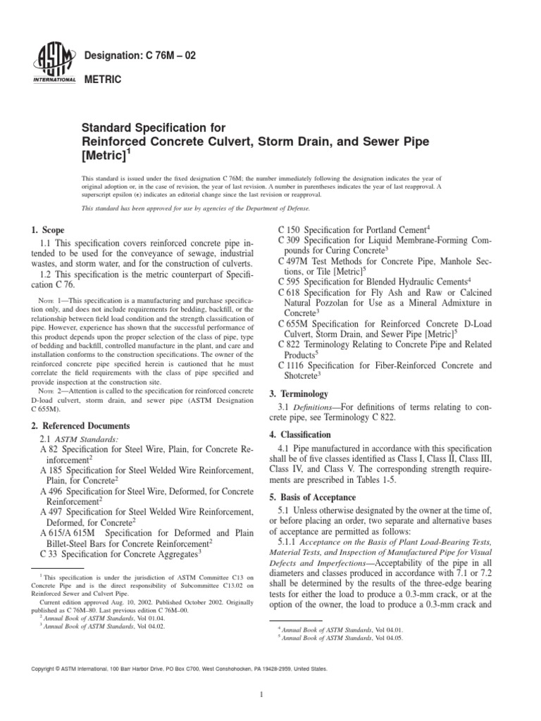 Astm C76M | PDF | Pipe (Fluid Conveyance) | Fly Ash