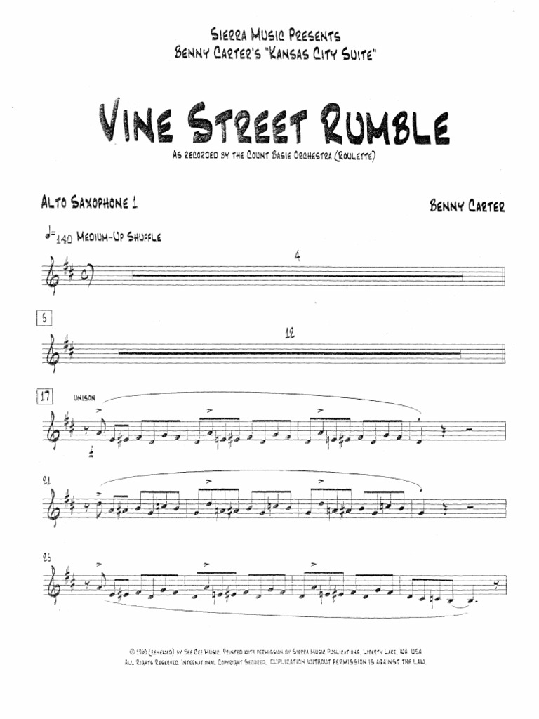 Vine Street Rumble (Benny Carter) by Basie | PDF