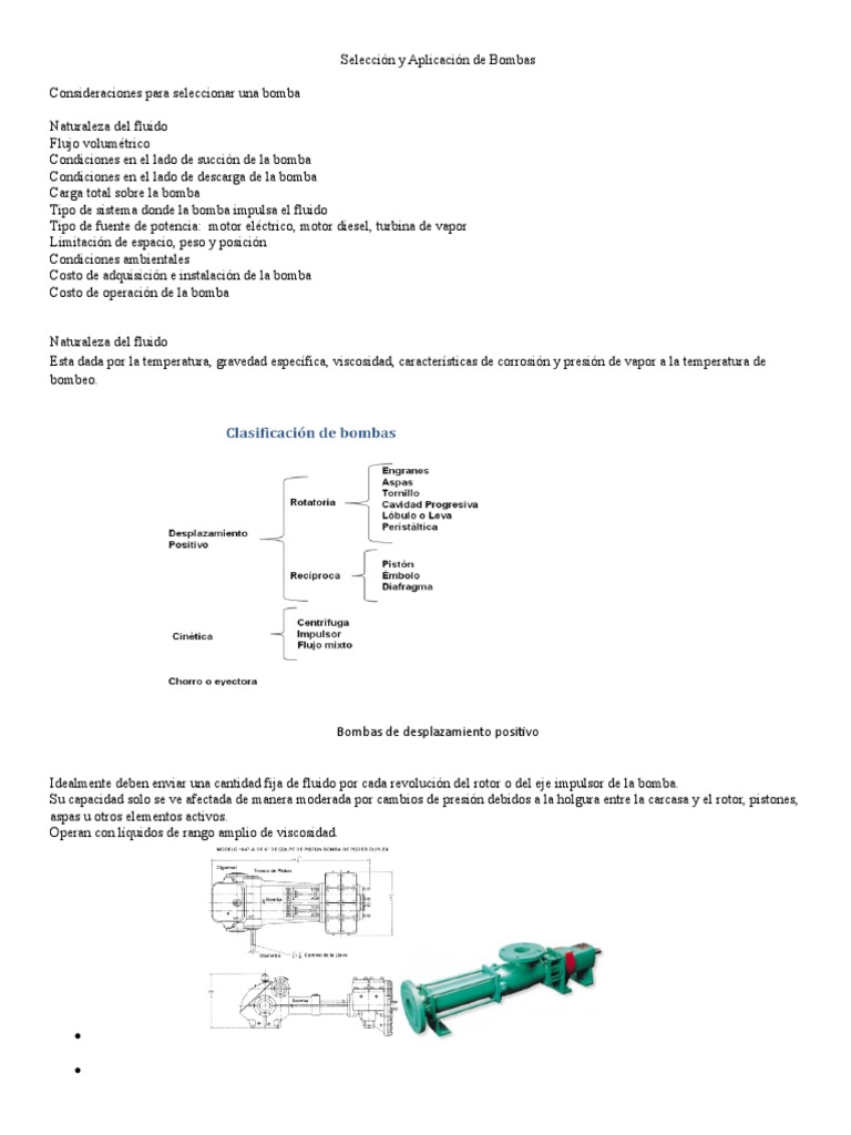 Selección y Aplicación de Bombas | PDF | Bomba | Pistón