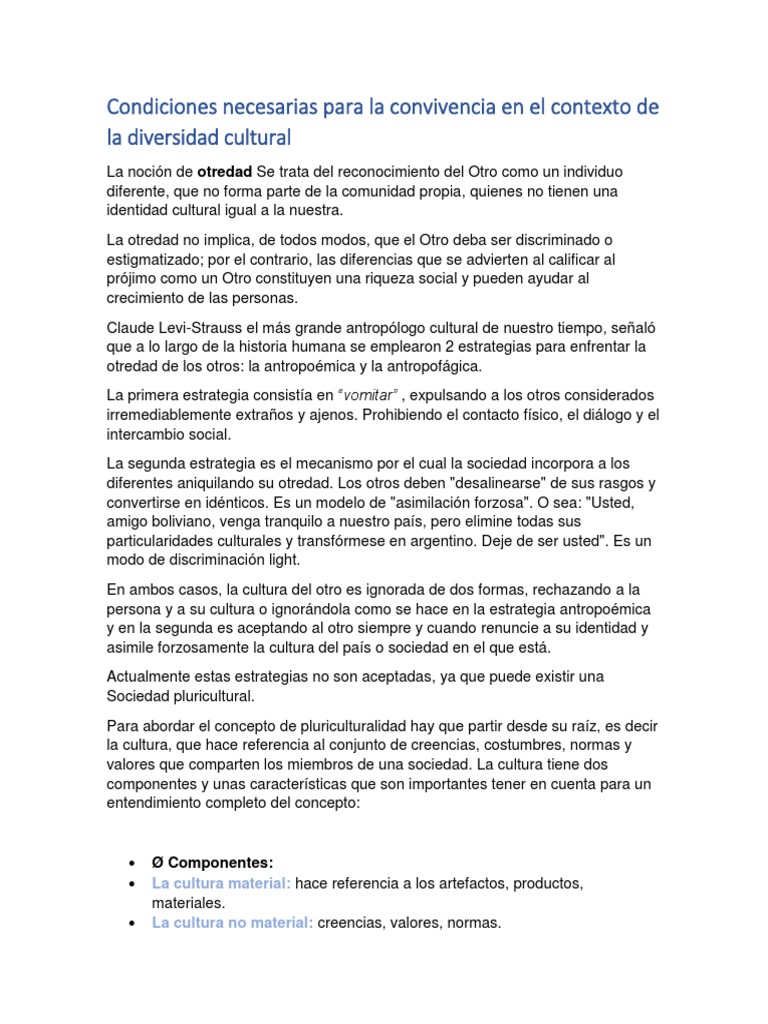Condiciones Necesarias para La Convivencia en El Contexto de La ... Condiciones Necesarias para La Convivencia en El Contexto de La ...
