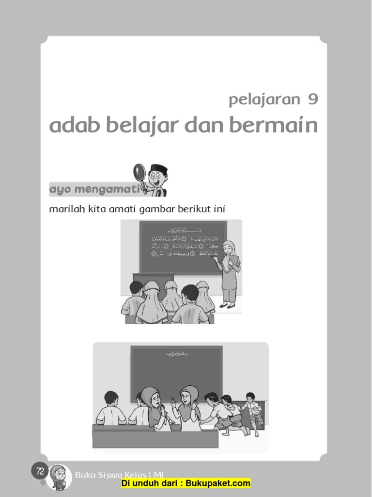 Pelajaran 9 KLS 1 Adab Belajar Dan Bermain | PDF