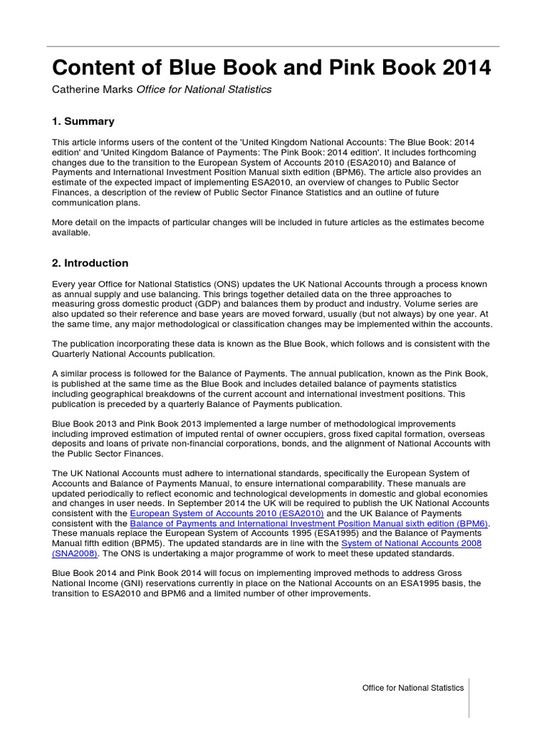 Content of Blue Book and Pink Book 2014: 1. Summary | PDF ...