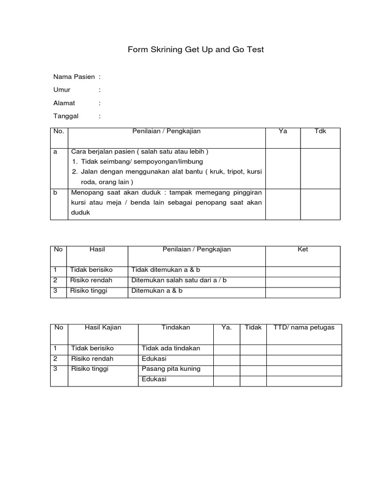Get Up and Go Test | PDF