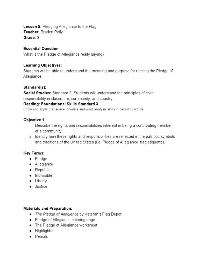 Understanding the Pledge of Allegiance | PDF | Phonics | Teaching