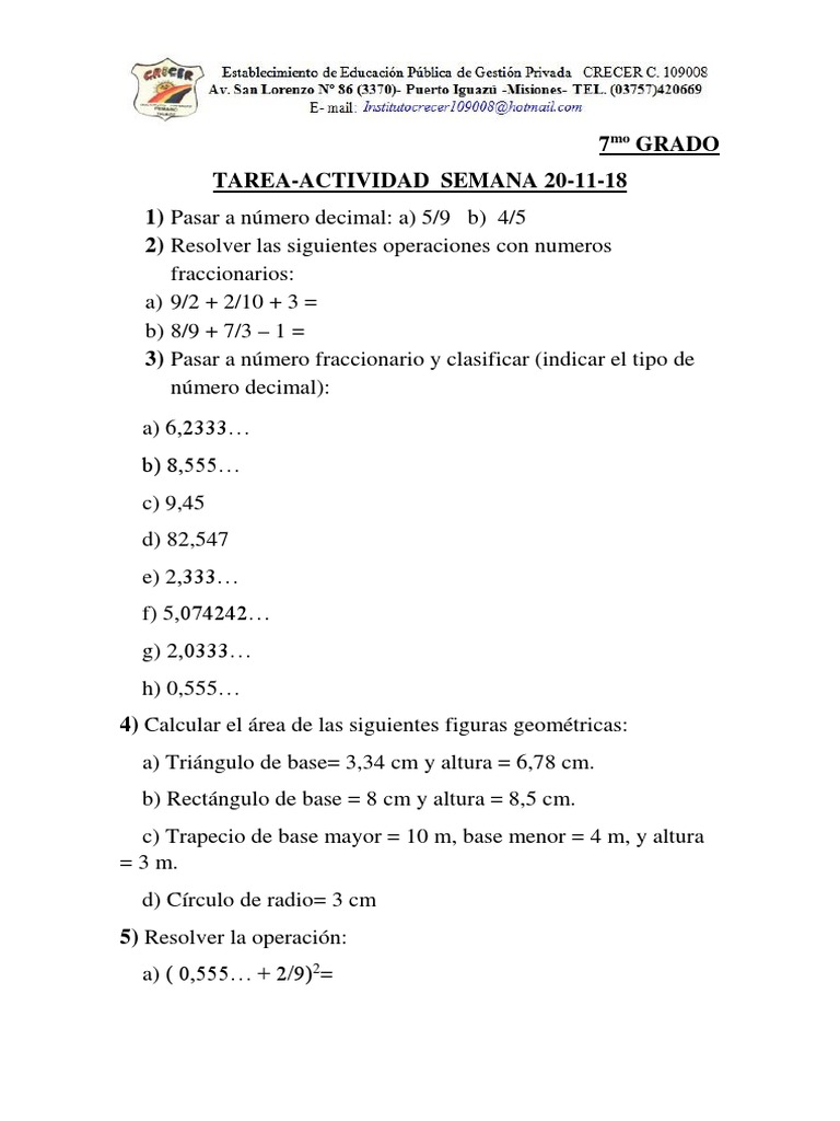 Ejercicios de Matemáticas 7mo Grado | PDF | Tecnología