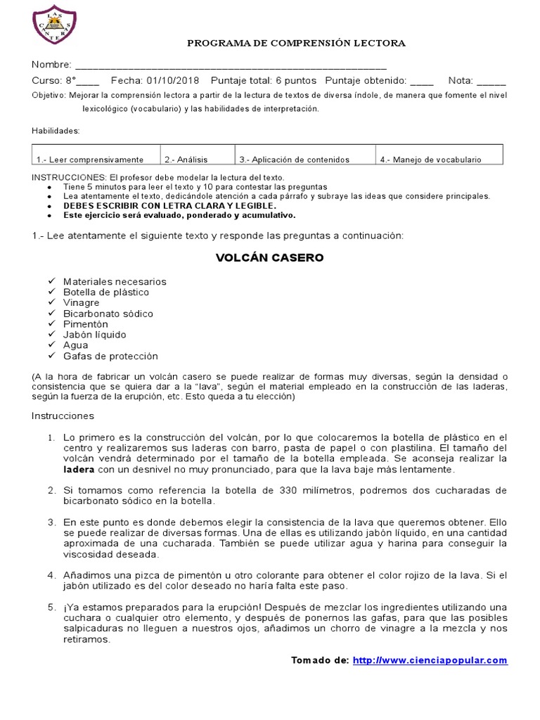 Prueba Plan Lector Octavo 01 de Octubre | PDF | Jabón | Lectura (proceso)