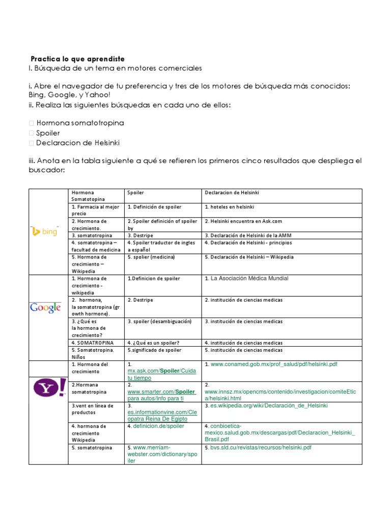 Aprende practicando búsquedas | PDF | Hormona de crecimiento | Science
