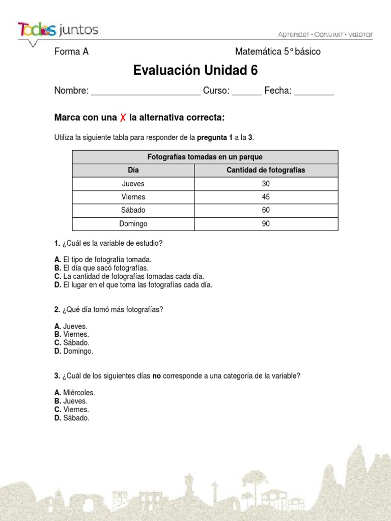 5° Básico Prueba Unidad 6 Santillana | PDF | Verde | Color