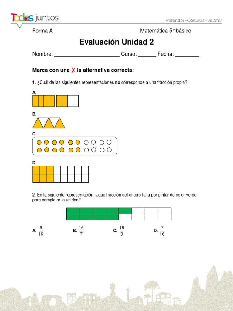 5° Básico Pruena Unidad 2 Santillana | Descargar gratis PDF | Fracción ...