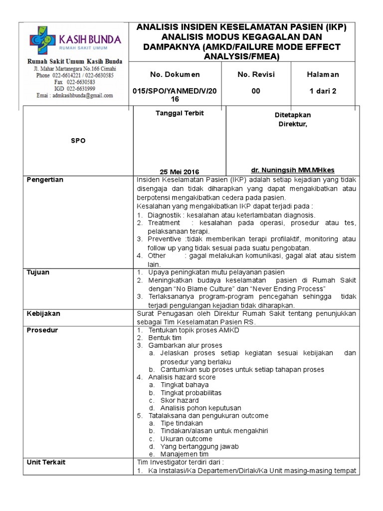 Analisis Keselamatan Pasien dan FMEA | PDF | Pengembangan Diri ...