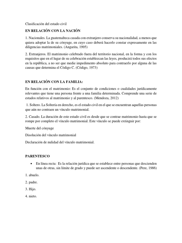 Clasificación Del Estado Civil | PDF | Parentesco | Estado civil