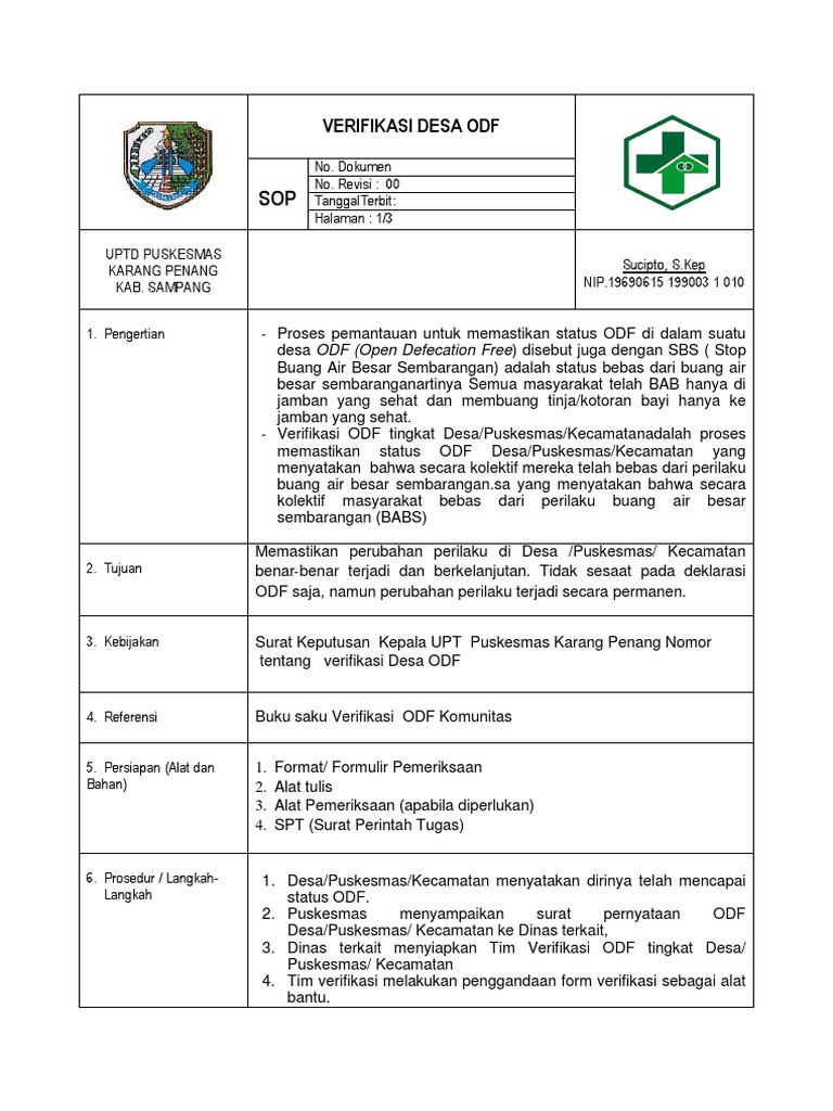 Sop Verifikasi Desa Odf | PDF